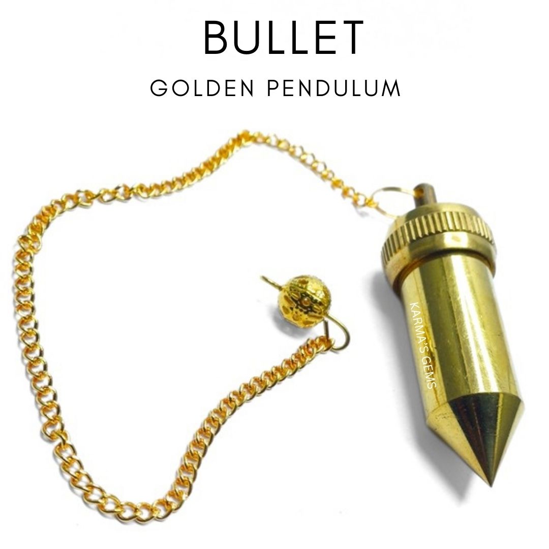 GOLD 3 PIECE OPEN CHAMBER POINTED BULLET PENDULUM — Karma's Gems