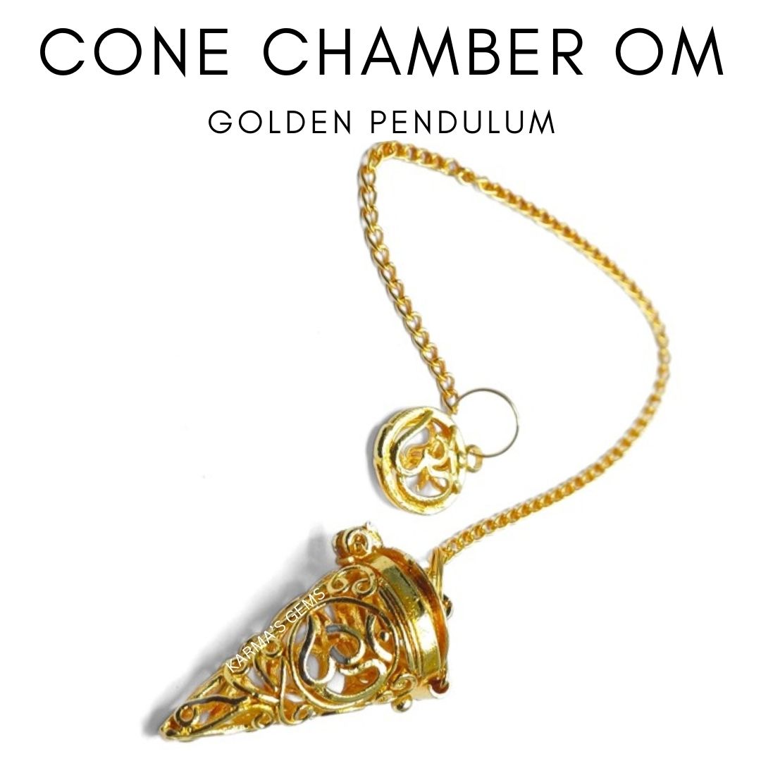 GOLD CONE CHAMBER OM OPENABLE PENDULUM — Karma's Gems